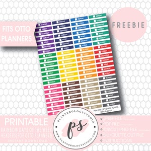 Rainbow Colour Days of the Week Headers Printable Planner Stickers for ...