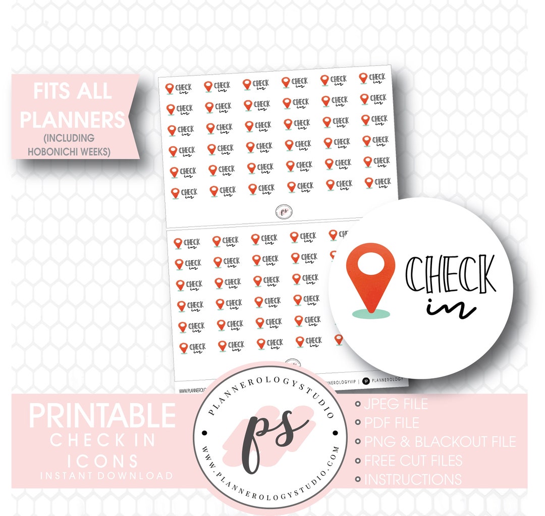 Check-in Script & Icons Digital Printable Planner Stickers Jpg/pdf/free ...