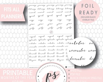Months of the Year Mini Script Planner Stickers - Etsy