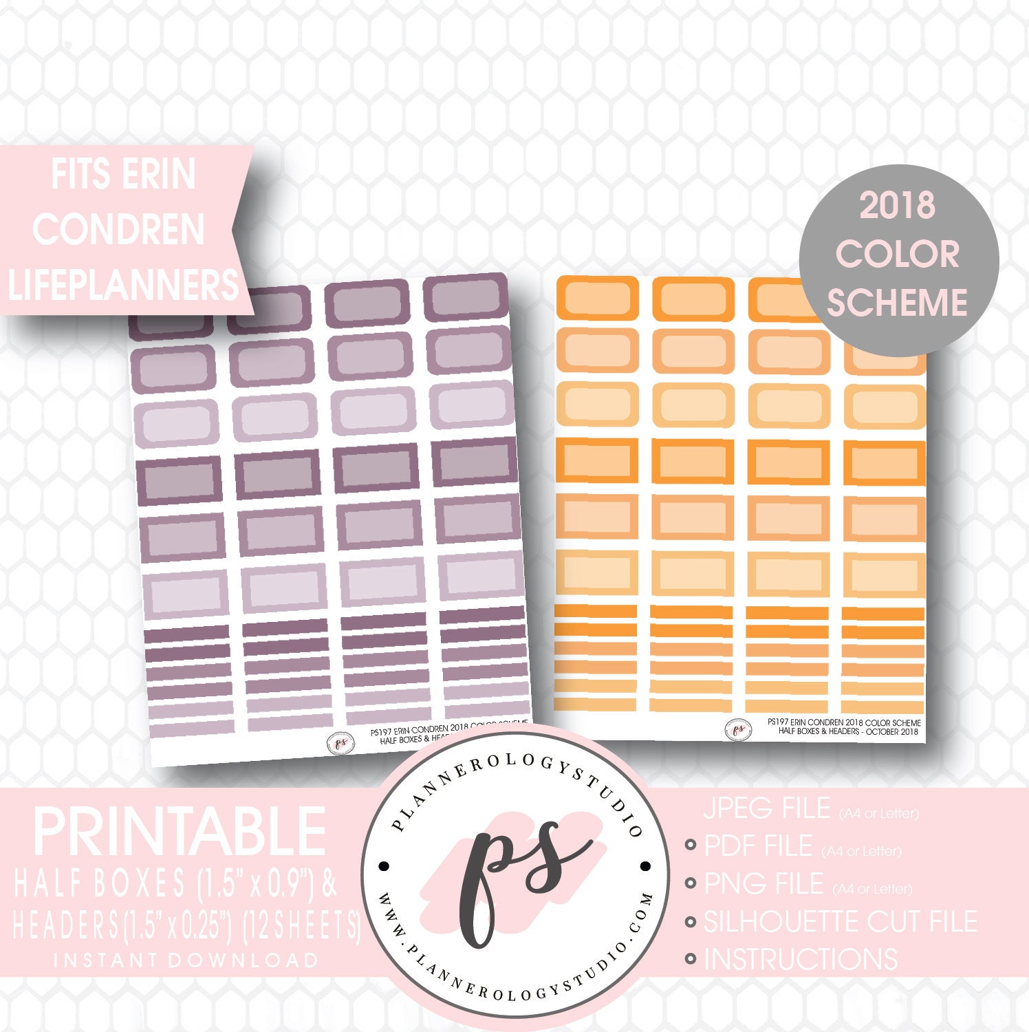 Half Boxes & Header Printable Planner Stickers Bundle (12 Sheets) | Jpg ...
