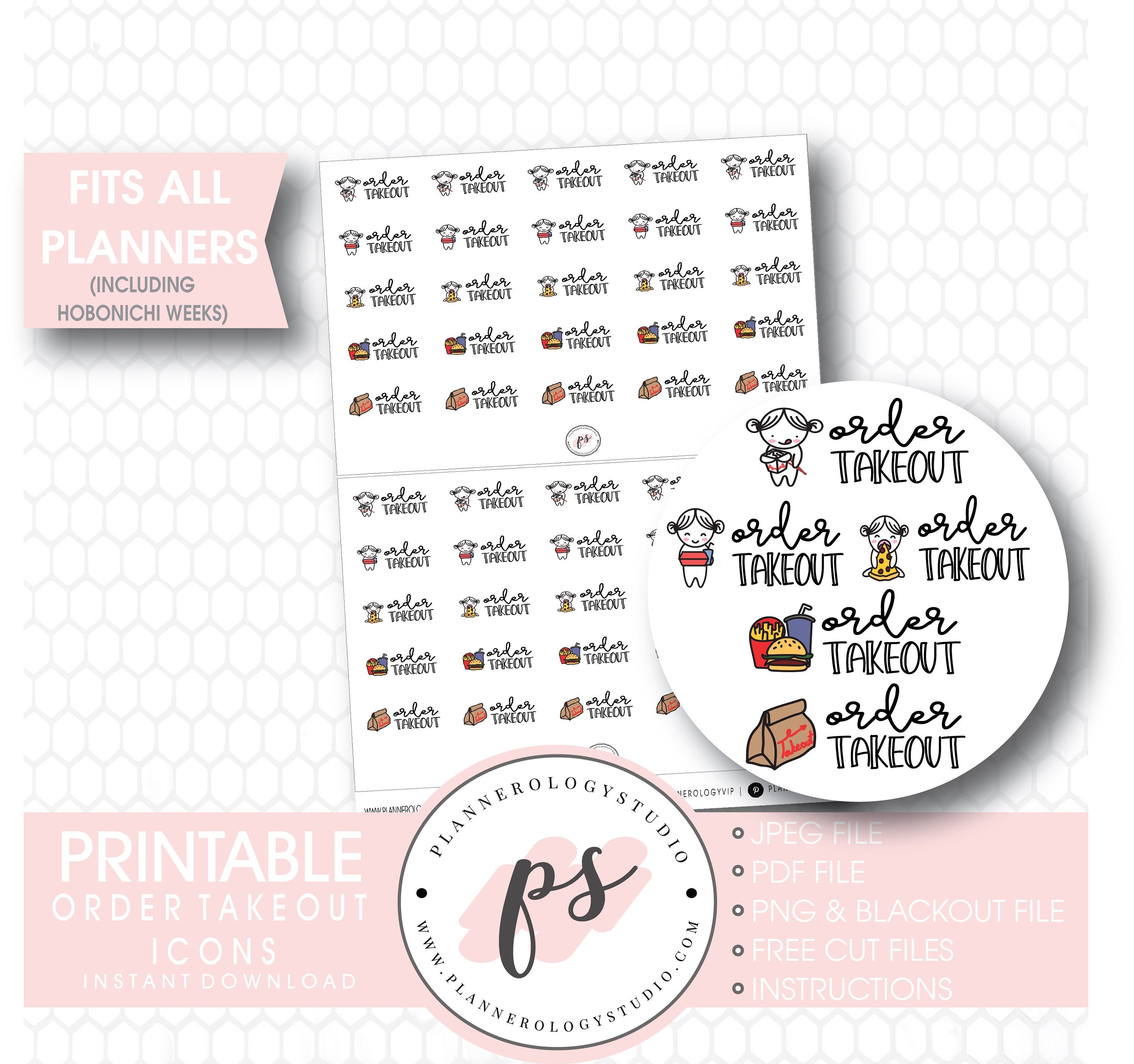 Bujo Bullet Journal JPG/PDF/Free Cut File Order Takeout Script & Icons ...