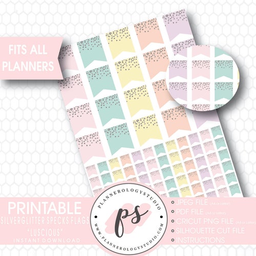 Gold Glitter Specks Flags Printable Planner Stickers - Etsy