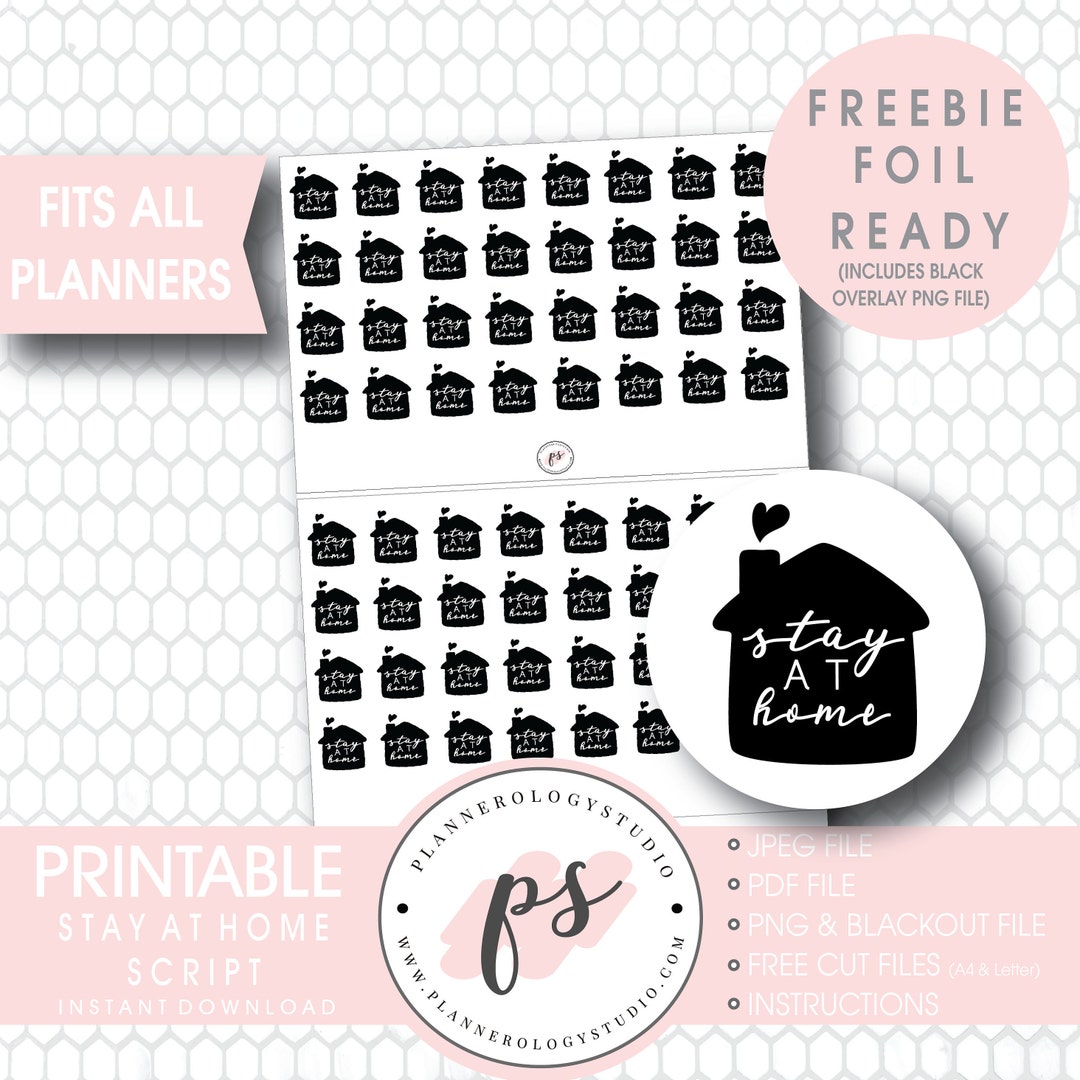 Stay at Home Icons Digital Printable Planner Stickers | Jpg/pdf/free ...