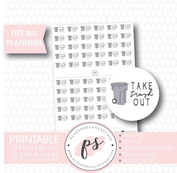 Take Trash Out Script & Icons Digital Printable Planner - Etsy