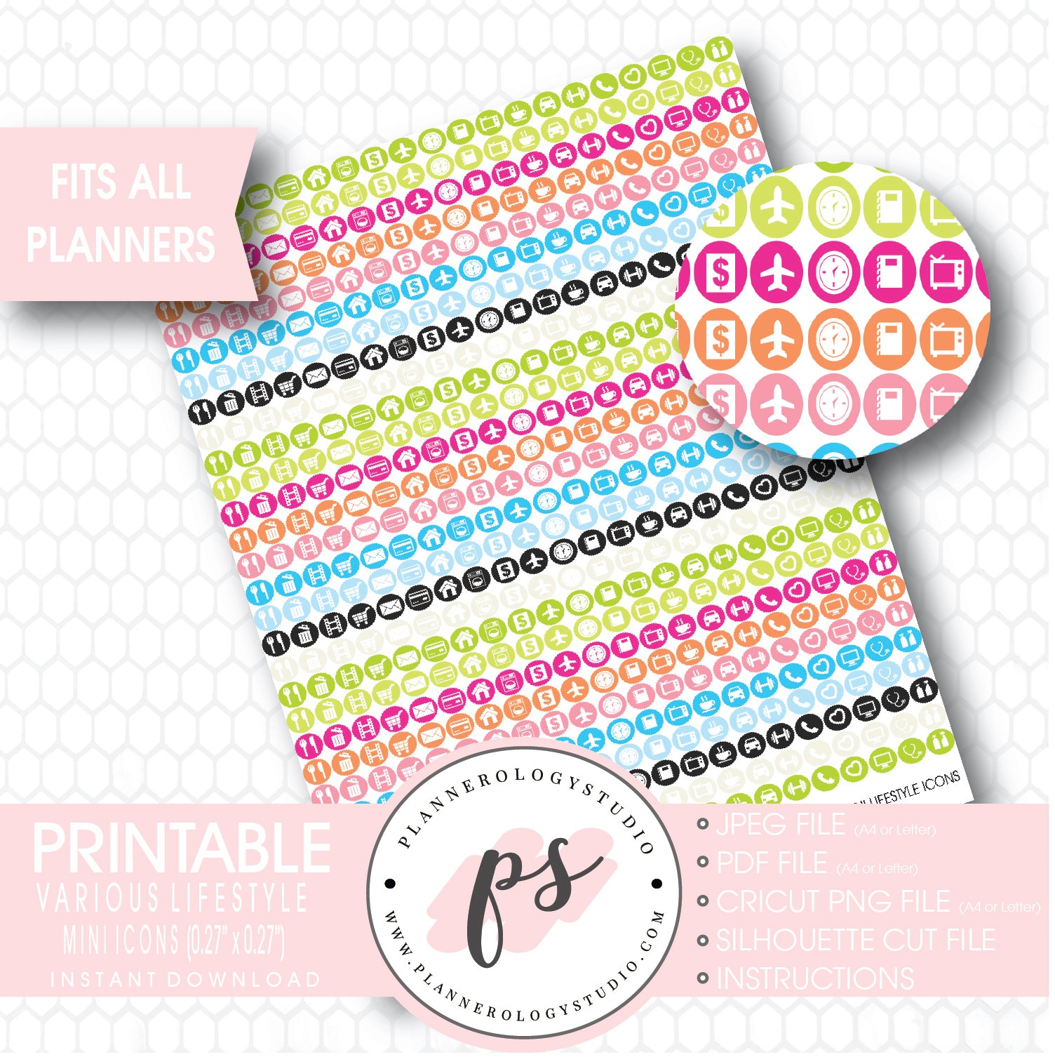 Various Lifestyle Mini Icon Printable Planner Stickers - Etsy