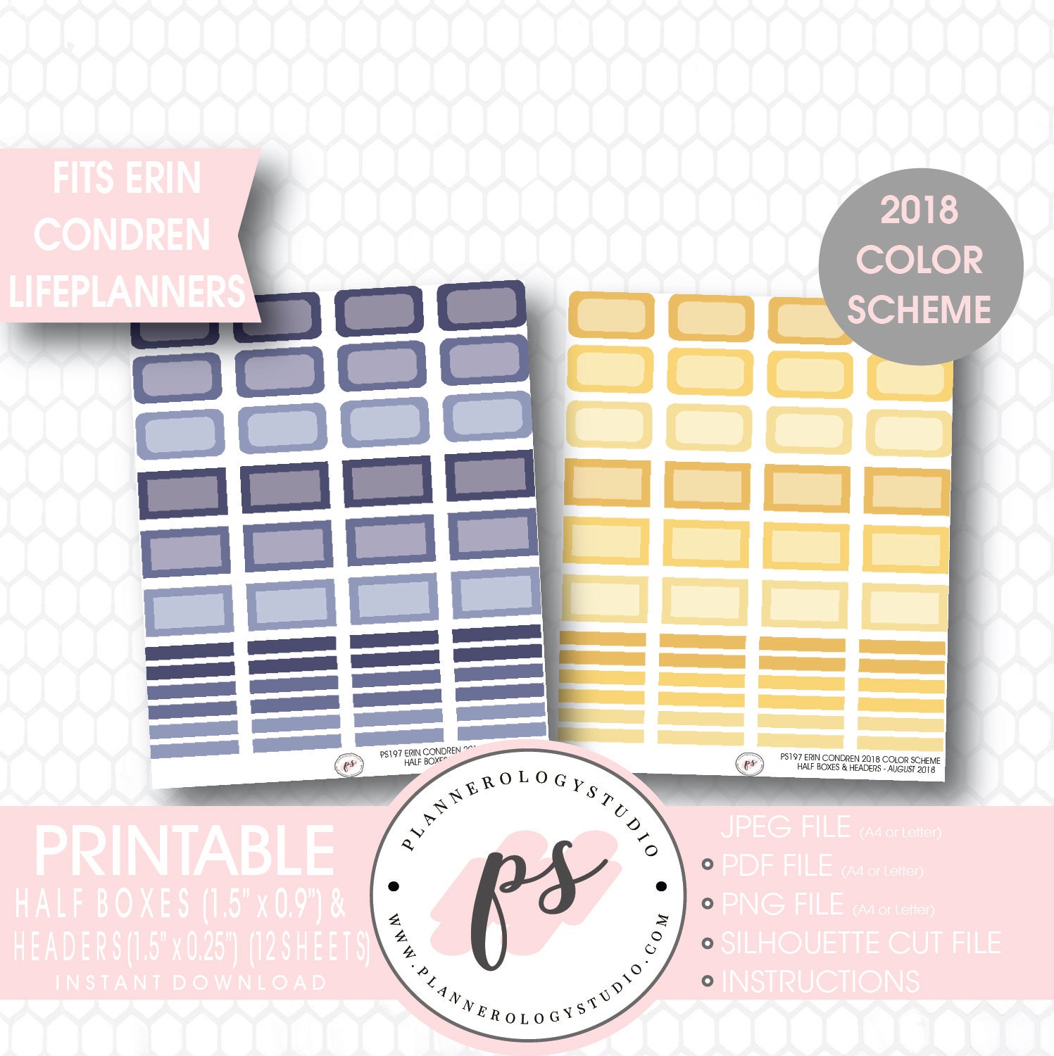 Half Boxes & Header Printable Planner Stickers Bundle 12 - Etsy