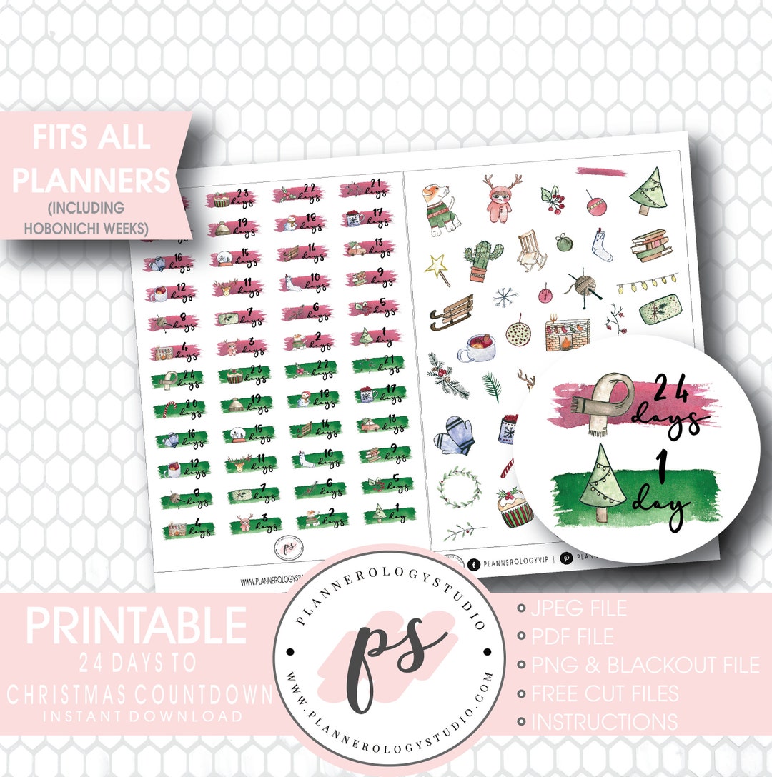 24 Days to Christmas Countdown & Deco Planner Icons Digital Printable ...