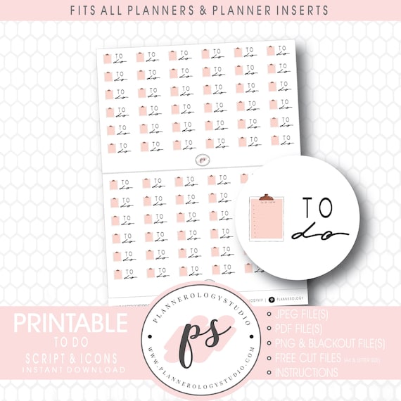 To Do Script & Icons Digital Printable Planner Stickers - Etsy