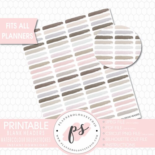 Blank Headers Printable Planner Stickers Watercolor Header - Etsy