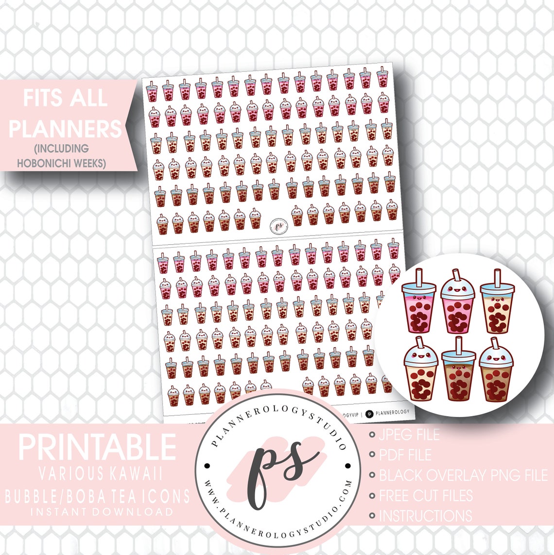 Various Kawaii Cute Bubble Tea/boba Tea Digital Printable Planner ...