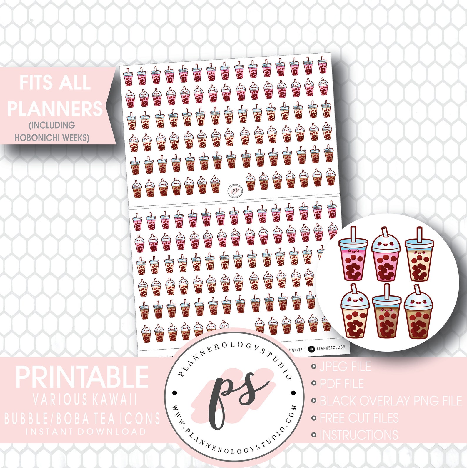 Various Kawaii Cute Bubble Tea/boba Tea Digital Printable | Etsy