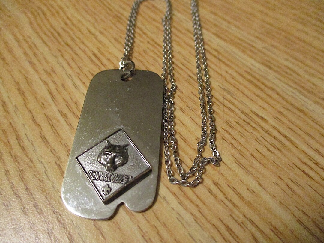 Vintage Engravable CUB SCOUT Dog Tag Necklace ~ Boy Scouts of America ...