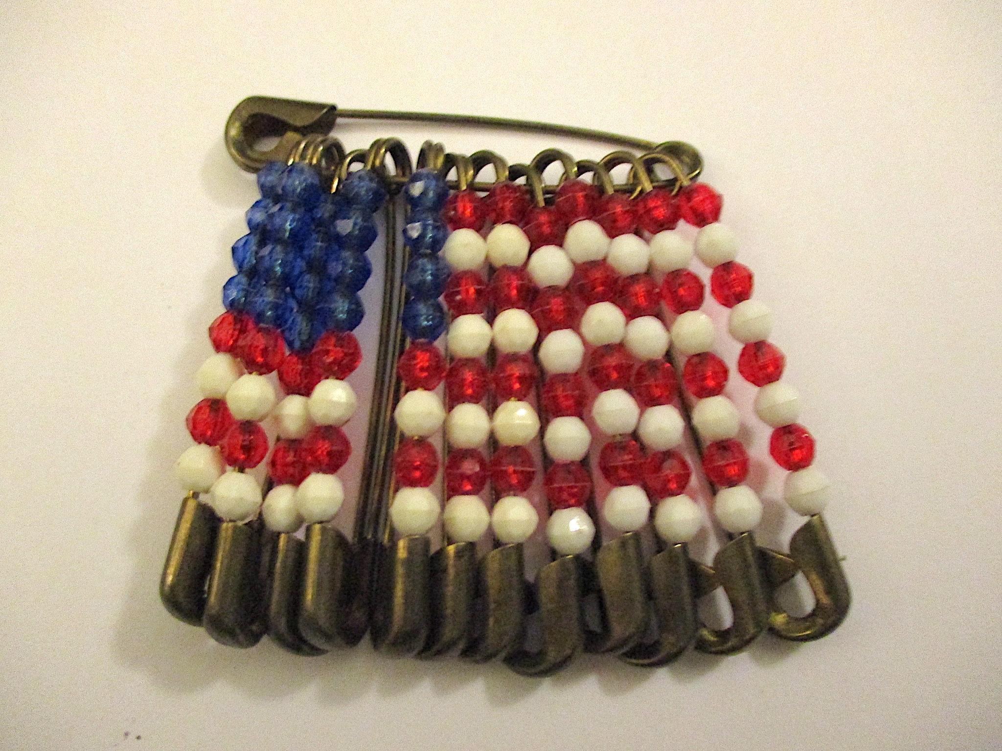 Vintage Handmade USA Flag Pin Safety Pins & Beads Crafts Flag - Etsy