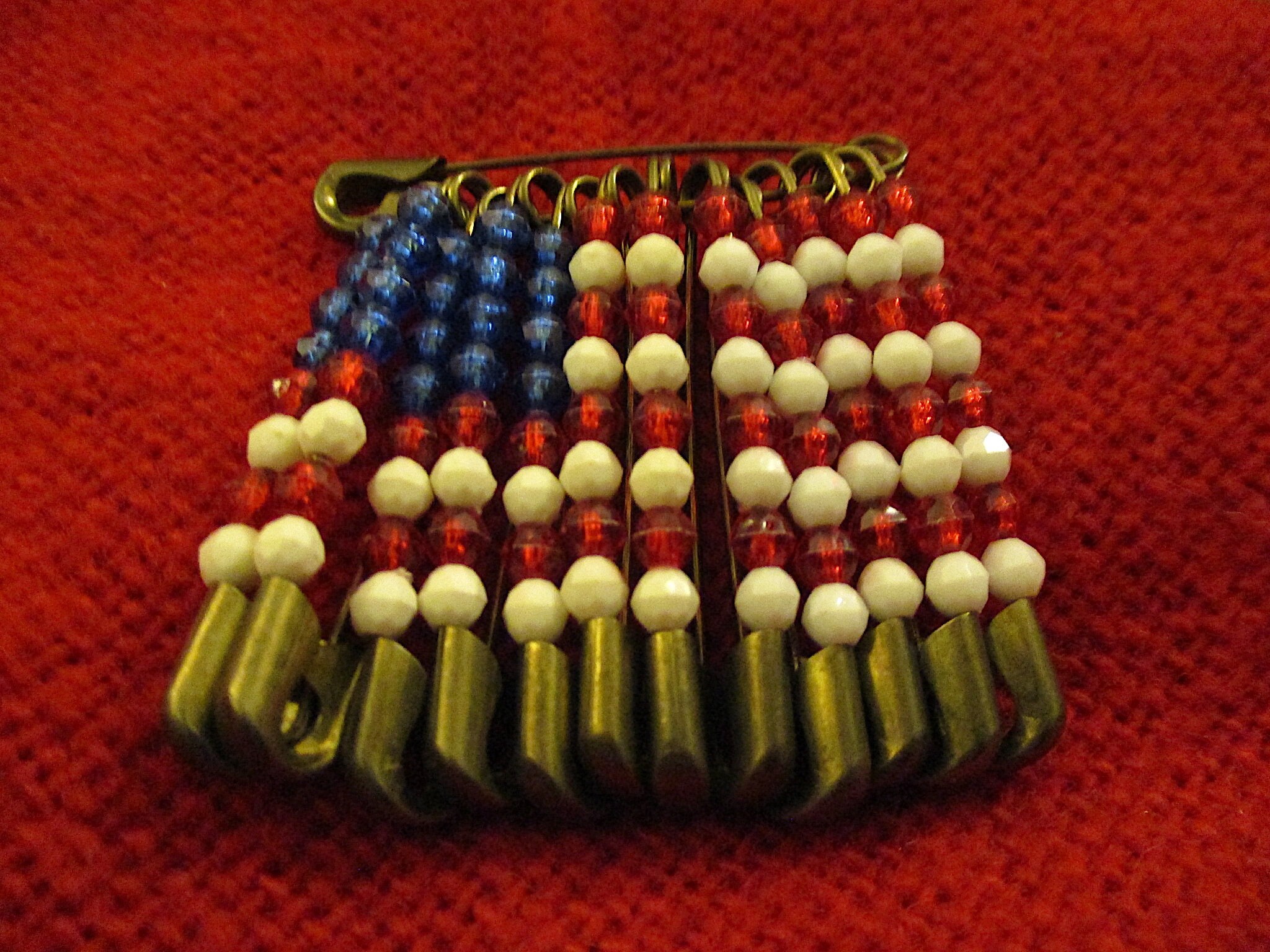Vintage Handmade USA Flag Pin Safety Pins & Beads Crafts Flag - Etsy