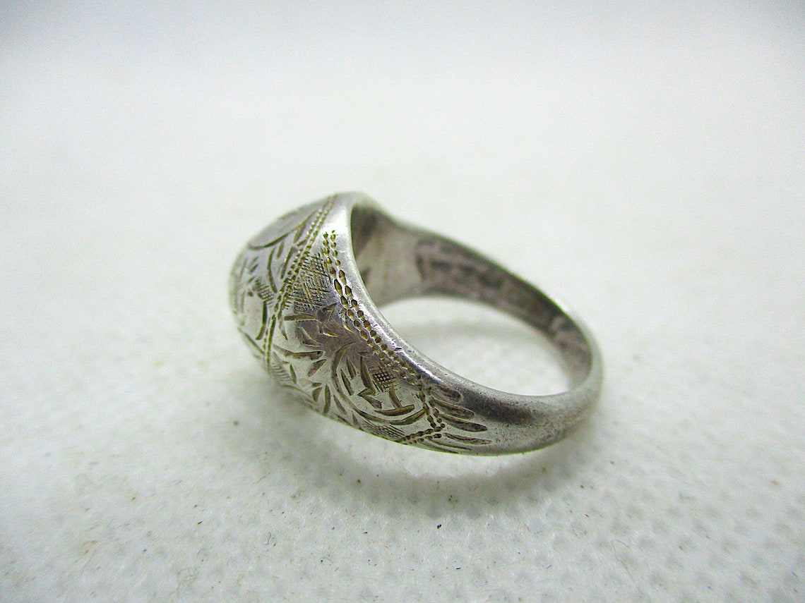 Vintage 925 Sterling Silver Etched Dome Shaped Ring Made in Thailand ...