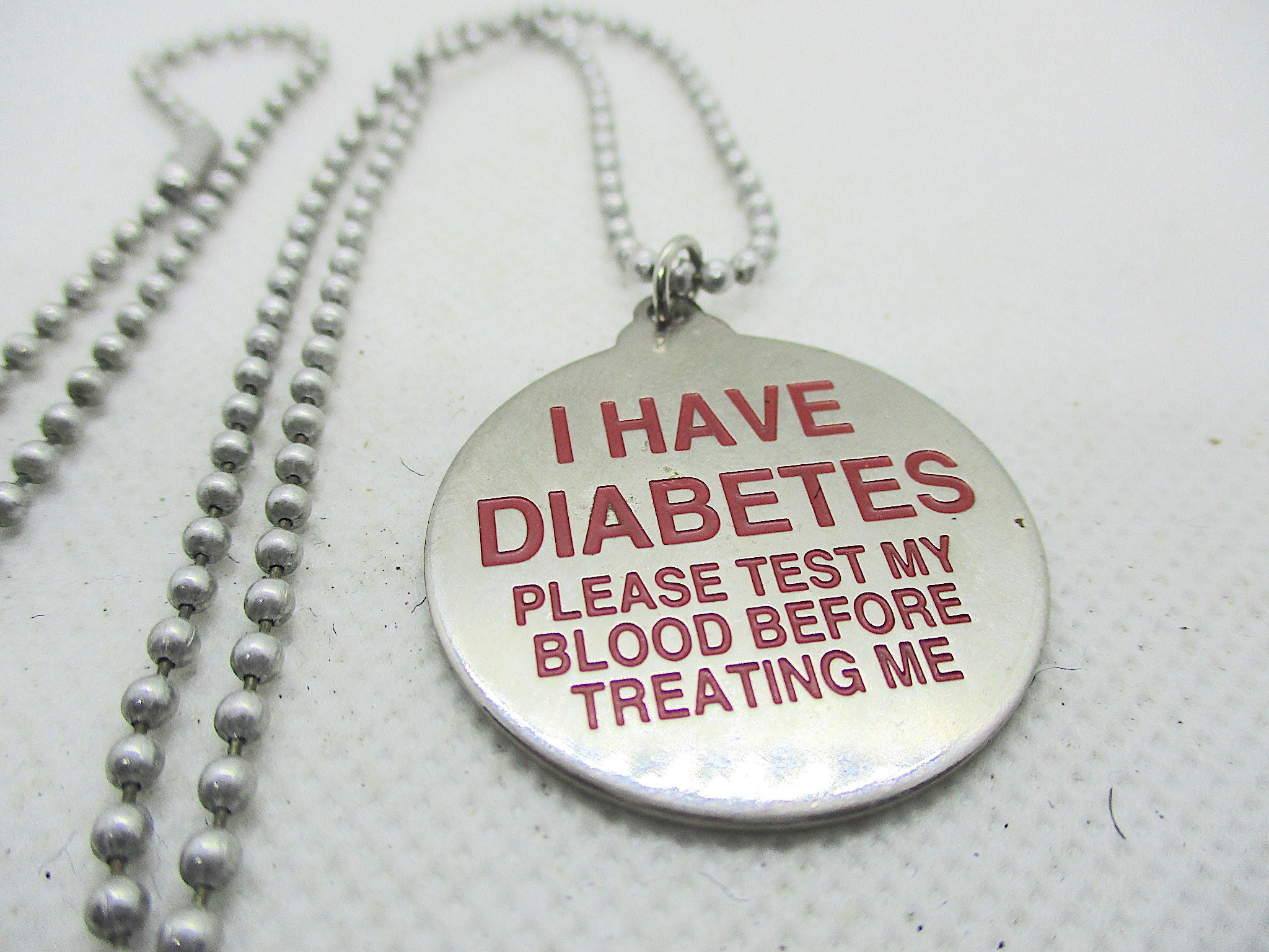 Vintage Emergency Diabetic Medical Alert Pendant Ball Chain Necklace - Etsy