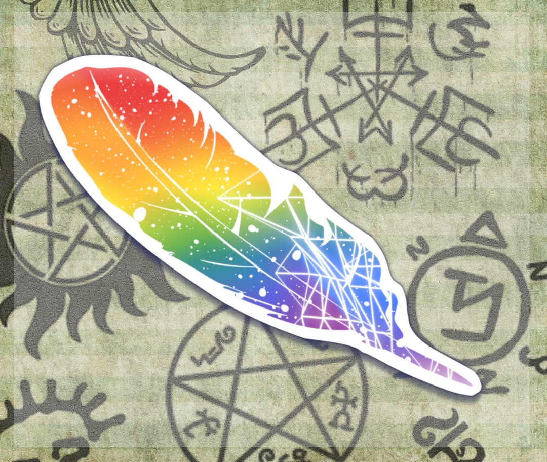 Rainbow Feather, Magnet or Sticker, 7,5cm, Supernatural, Castiel - Etsy