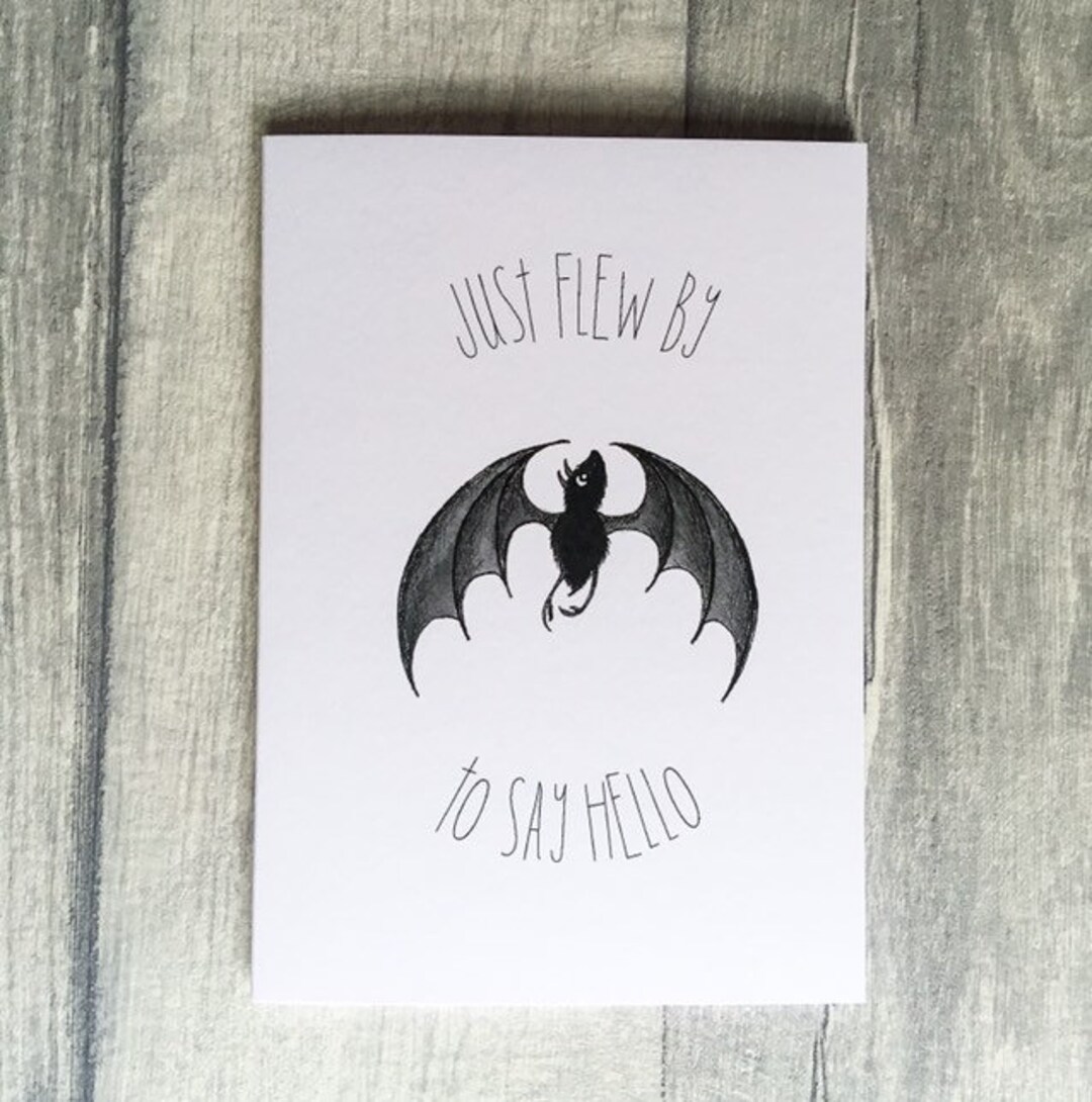 Bat Card: Gothic Just Flew by to Say Hello Blank Card - Etsy