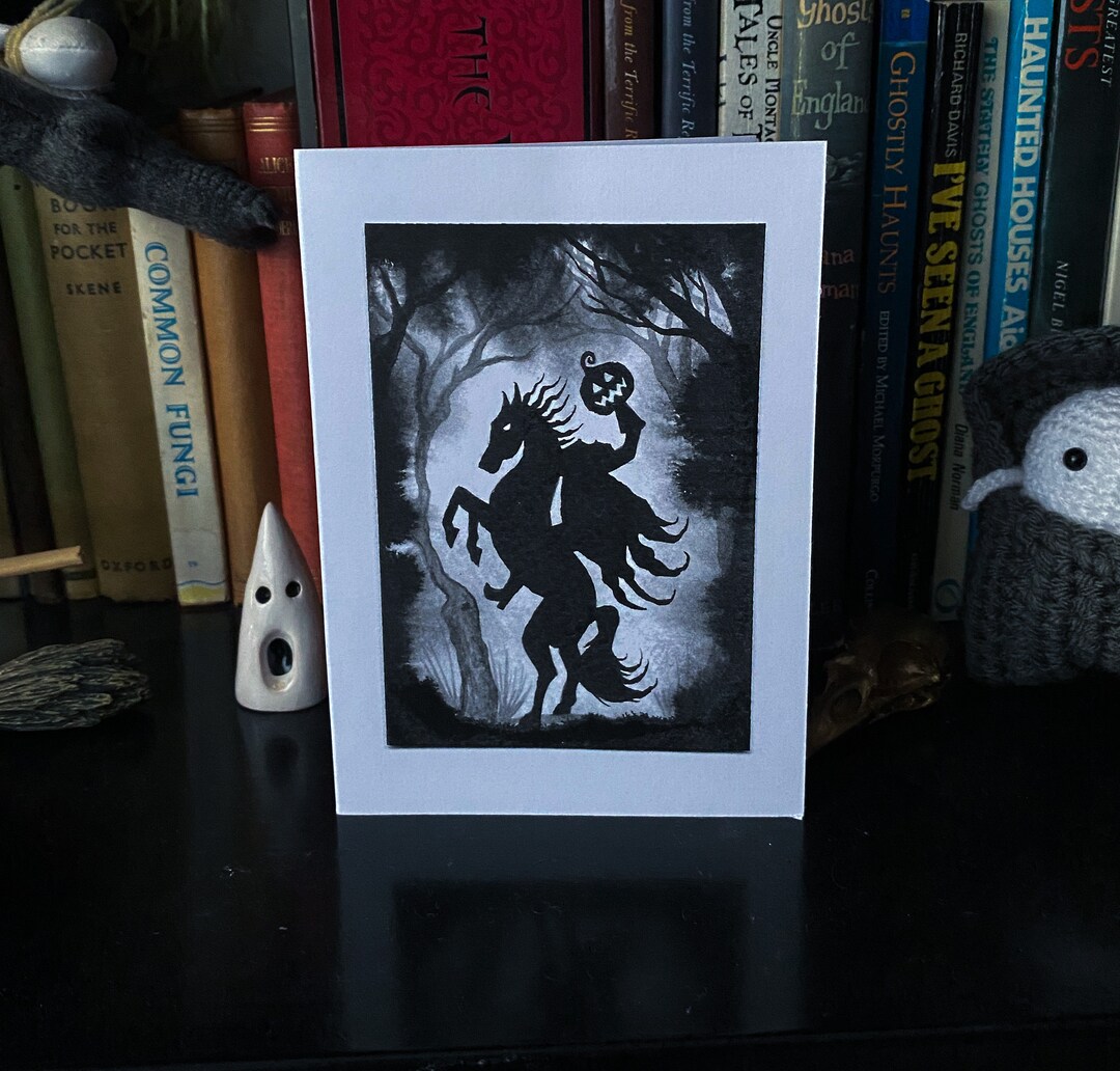 Headless Horseman Card, Spooky Art Card, Blank Goth Card - Etsy