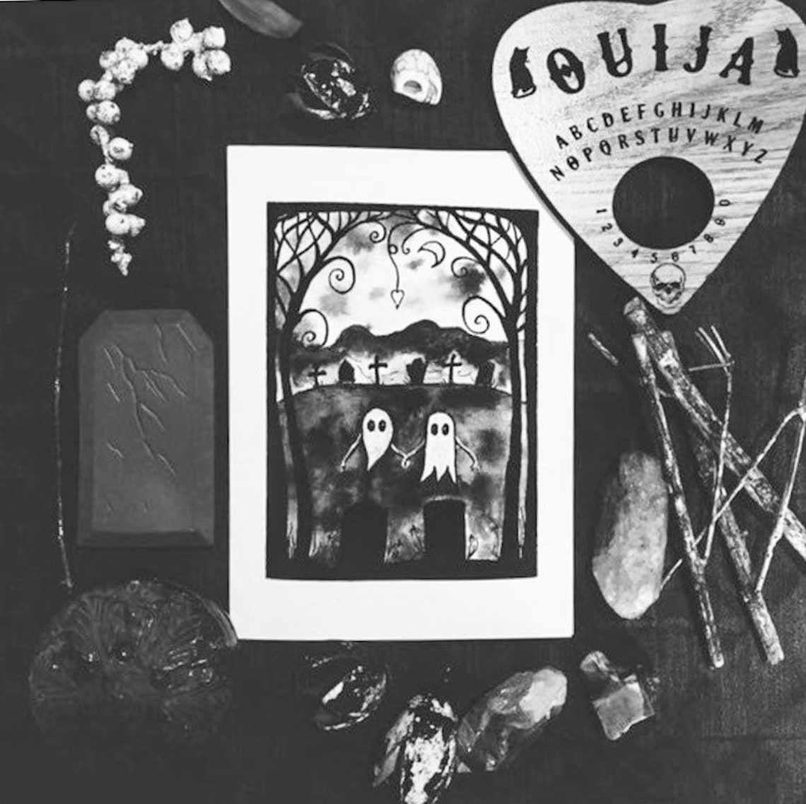 Ghost Lovers Greetings Card Gothic Cemetery Gravestone Goth | Etsy