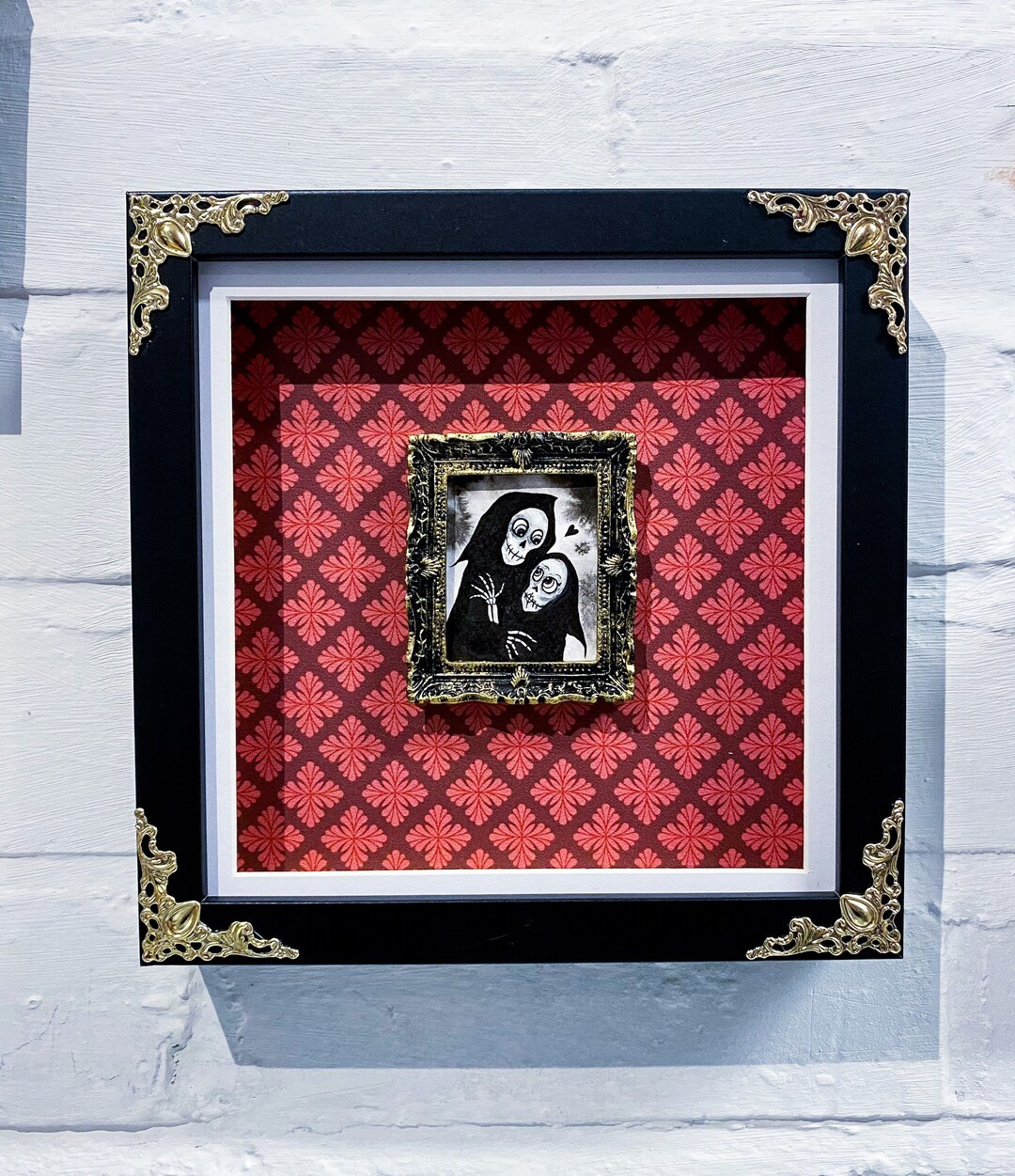 Mr and Mrs Death Portrait, Original Art, Shadow Box Art, Ooak - Etsy