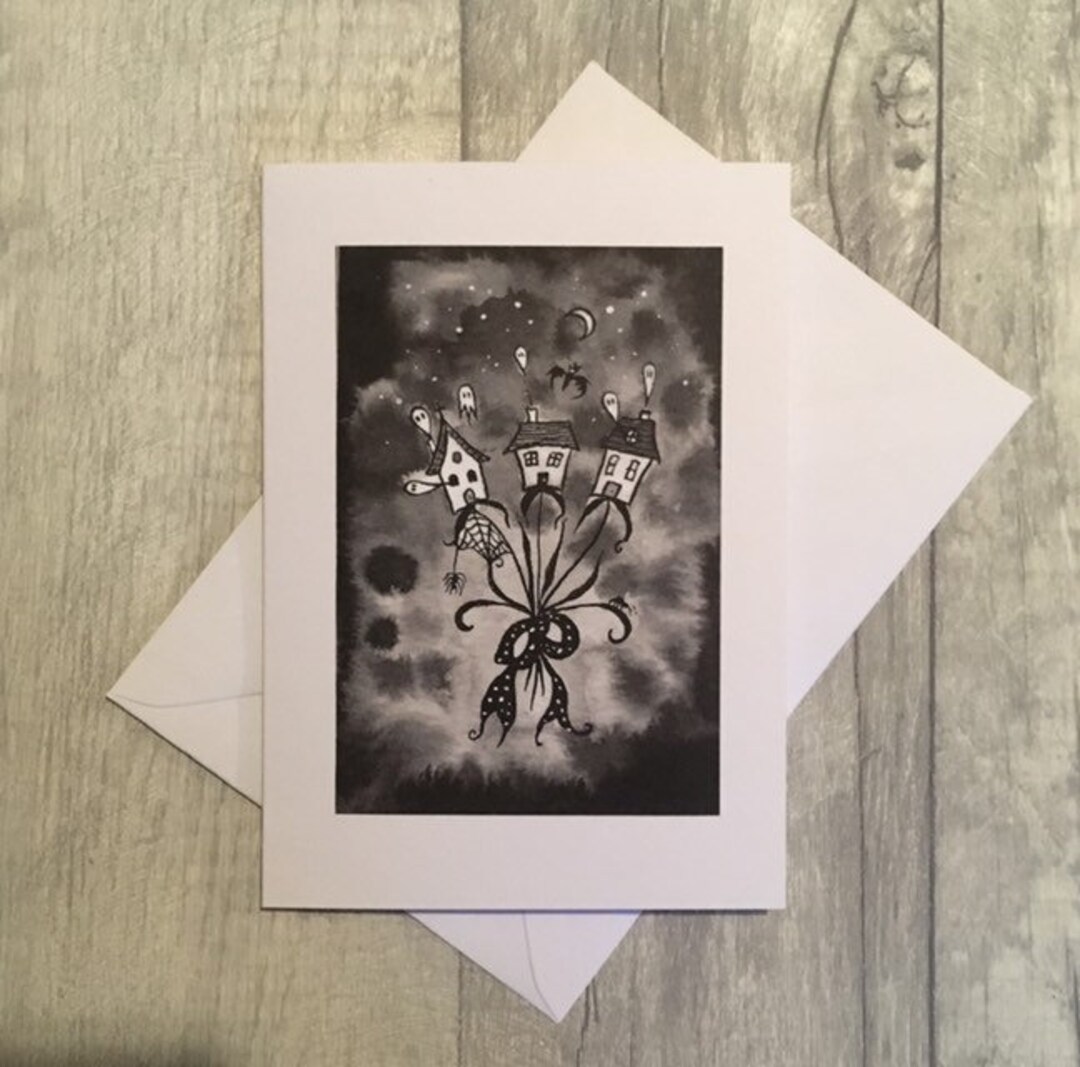 Haunted Bouquet Card, Gothic Greetings Card, Love,mothers Day Card ...