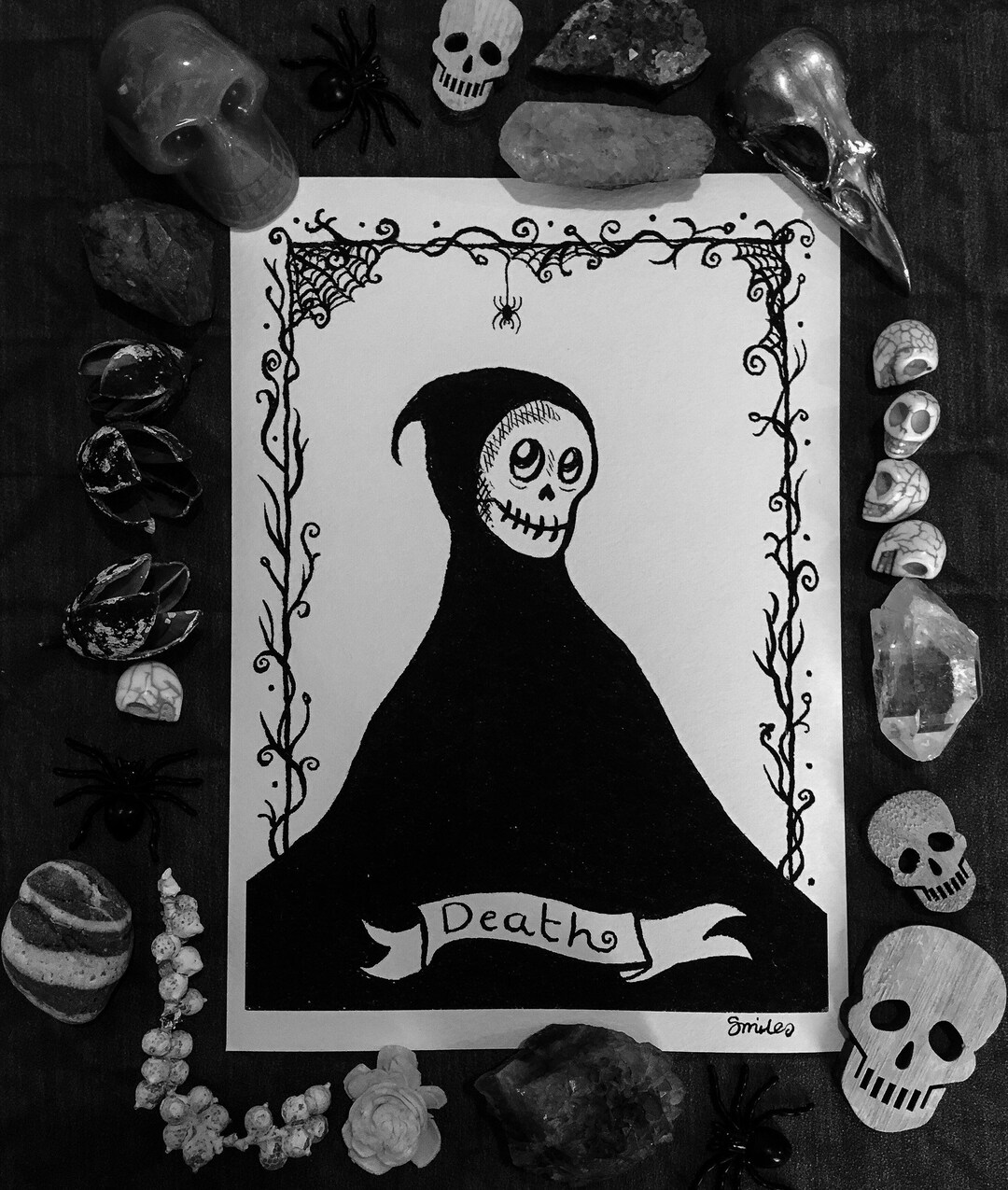 Death Print. Giclee Gothic Art Black and White Print Made in - Etsy UK