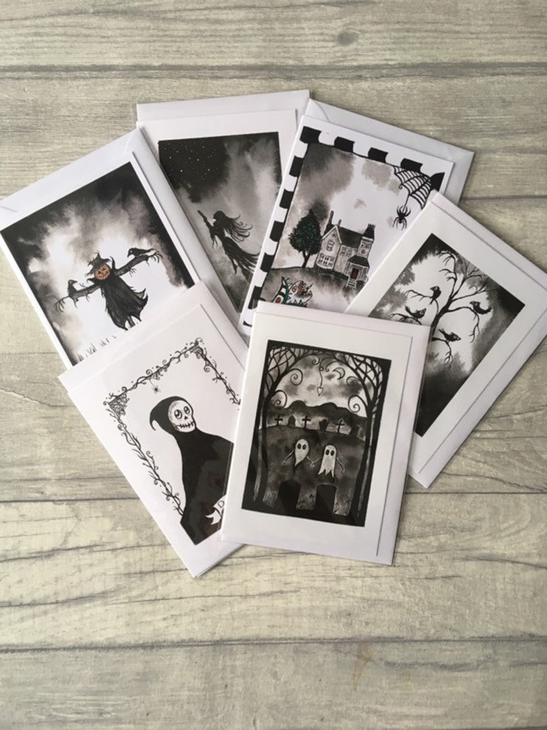 Gothic Cards Ghost Witch Pumpkin Coven Card Bundle Set - Etsy