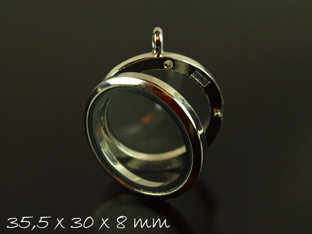 Platinum Hinged Locket, Floating Glass Memory Locket, Magnetic Closure ...