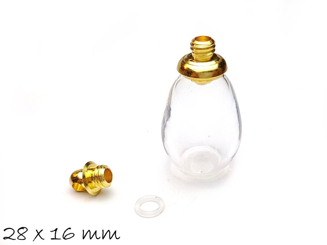 Glass Bead Hollow With Screw Cap, Drop, 26 X 18 Mm, Gold - Etsy
