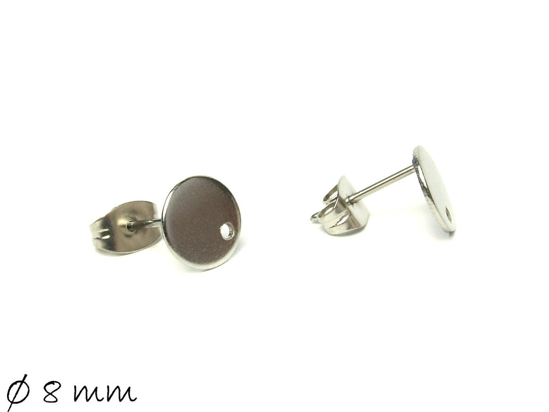 Ohrstecker mit Öse Edelstahl, silber, rund, Scheibe, Ohrringe, 8 mm ...