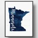 Minnesota State Outline Blue Watercolor Printable Minnesota | Etsy