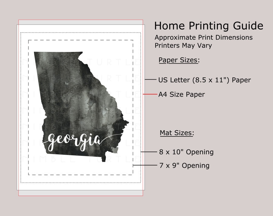 Georgia State Outline Watercolor - Printable Georgia Wall Art - Comes ...