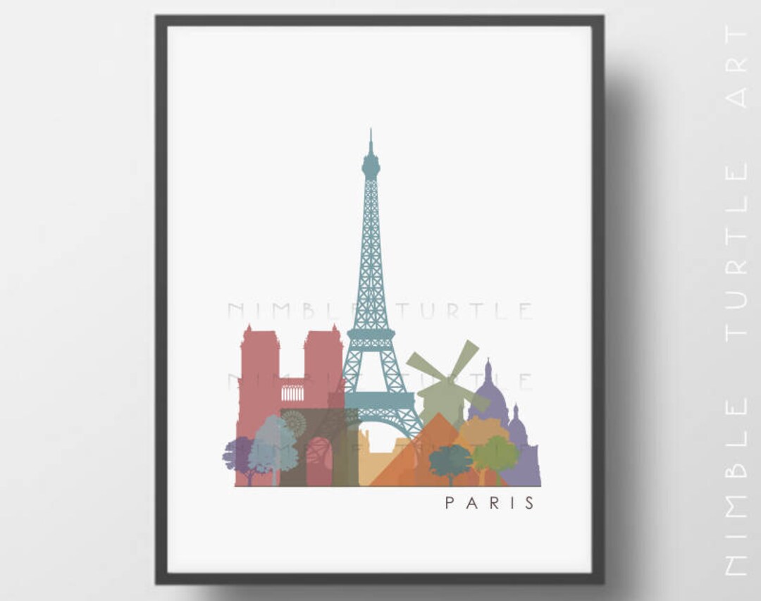 Paris Skyline Printable Download - Subtle Transparent Colors - Paris ...