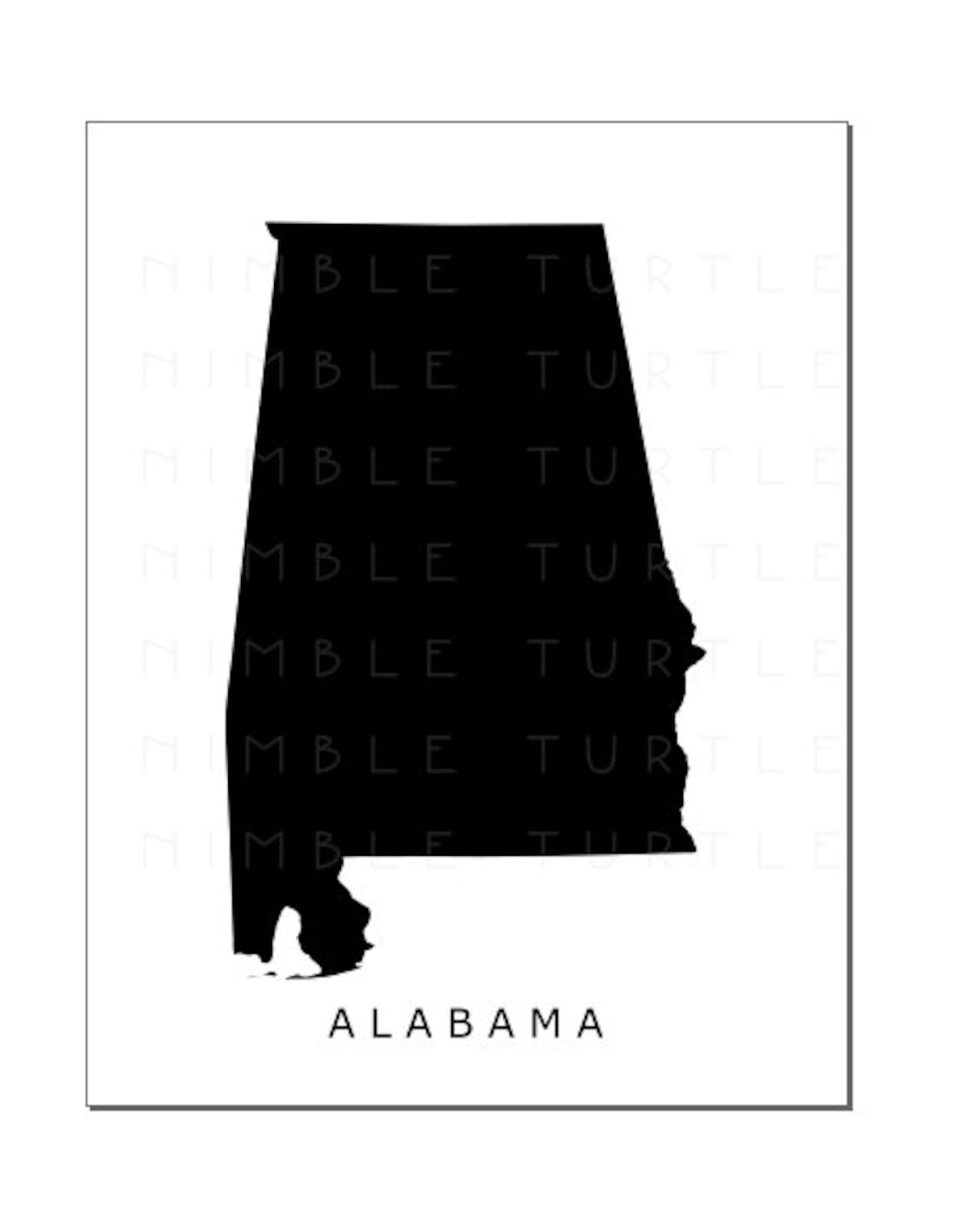 Alabama State Outline Watercolor Printable Alabama Wall Art | Etsy