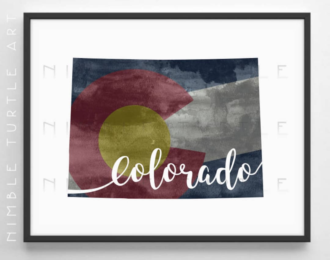 Colorado State Outline Watercolor With Colorado State Flag Background ...