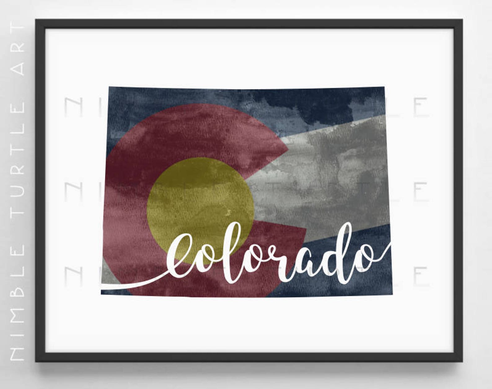 Colorado State Outline Watercolor With Colorado State Flag - Etsy