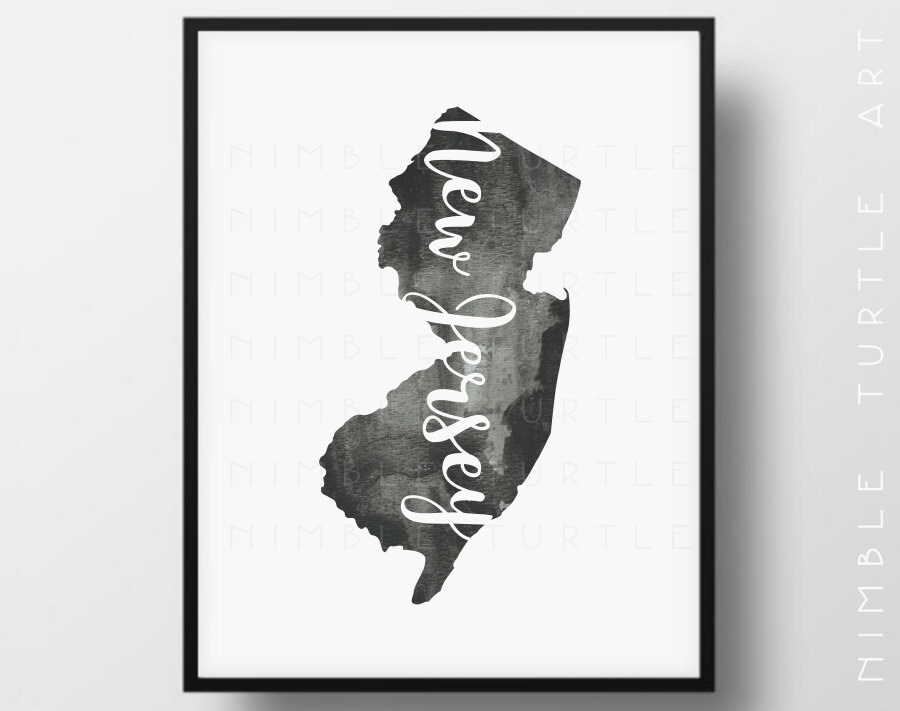 New Jersey State Outline Watercolor Printable New Jersey | Etsy