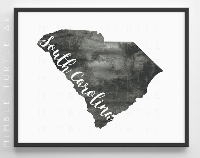 South Carolina State Outline Watercolor Printable South Carolina Wall ...