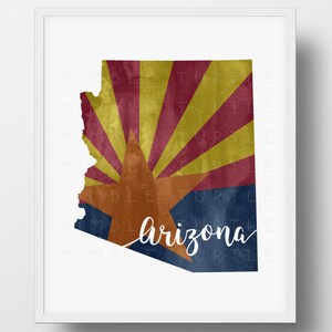 Arizona State Outline Watercolor With Arizona State Flag Background ...