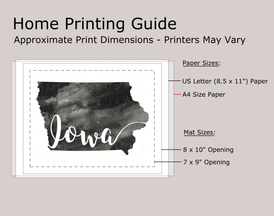 Iowa State Outline Watercolor - Printable Iowa Wall Art - Comes With ...