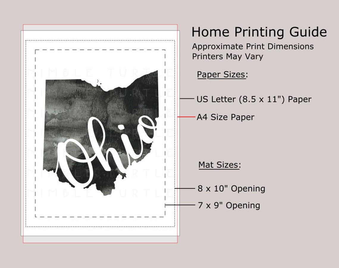 Ohio State Outline Watercolor Printable Ohio Wall Art - Etsy