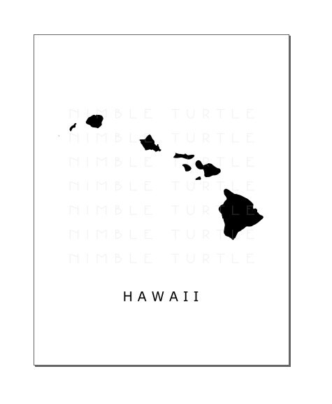 Hawaii State Outline Watercolor Blue Printable Hawaii Wall - Etsy