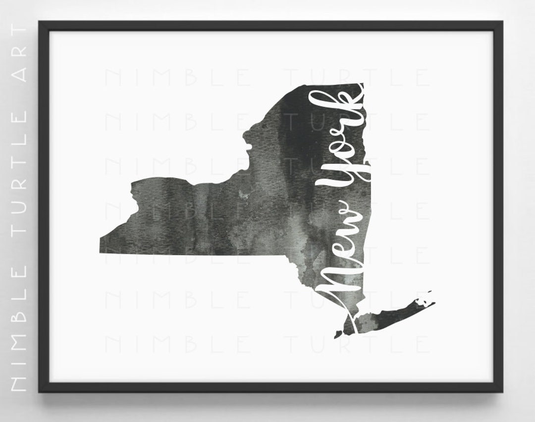 New York State Outline Watercolor - Printable New York Wall Art - Comes ...