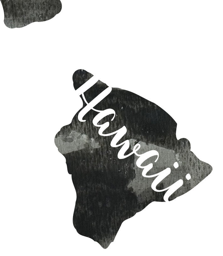 Hawaii State Outline Watercolor Printable Hawaii Wall Art - Etsy