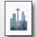 Seattle Skyline Printable Download, Blue Green, Seattle Washington ...