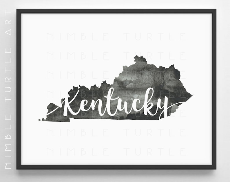 Kentucky State Outline Watercolor Printable Kentucky Wall | Etsy