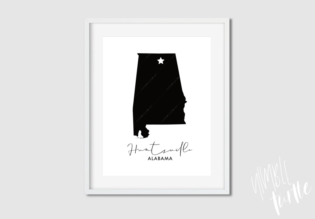 Huntsville Alabama Art Map - Printable AL Wall Art - Huntsville Map ...
