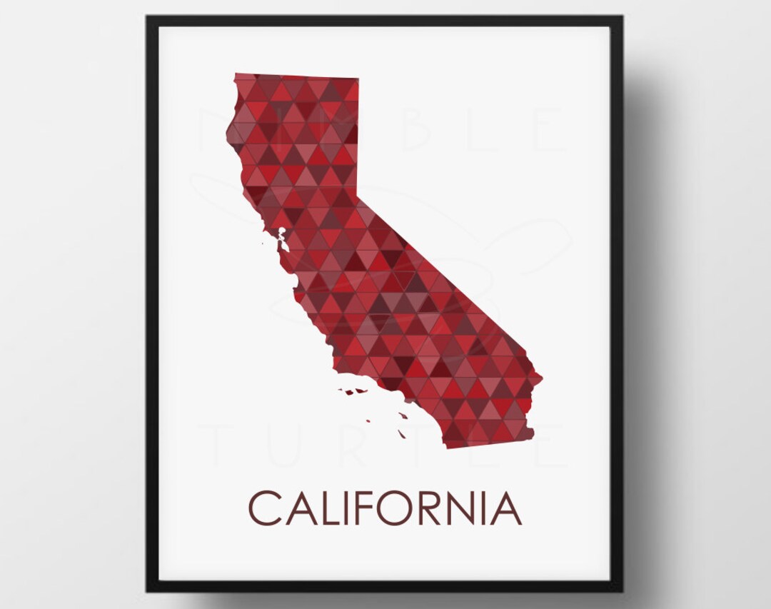 California Printable State Outline With Geometric Triangles Background ...