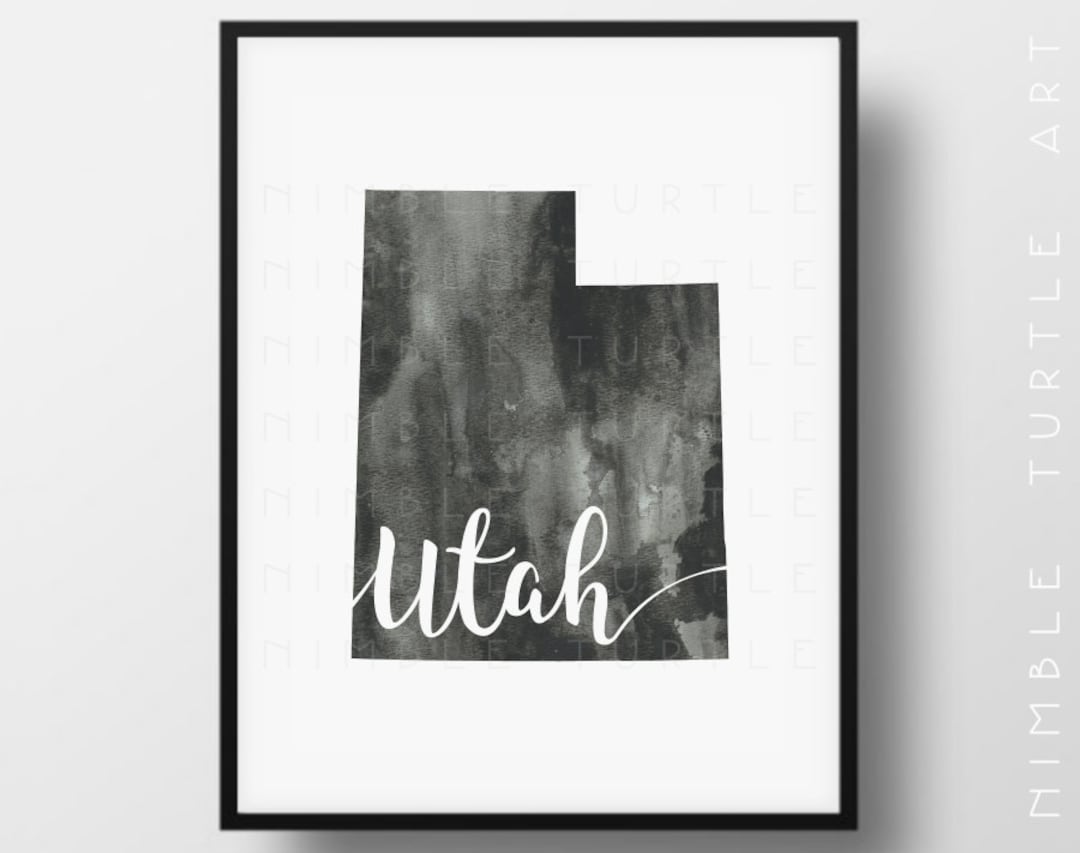 Utah State Outline Watercolor - Printable Utah Wall Art - Comes With ...